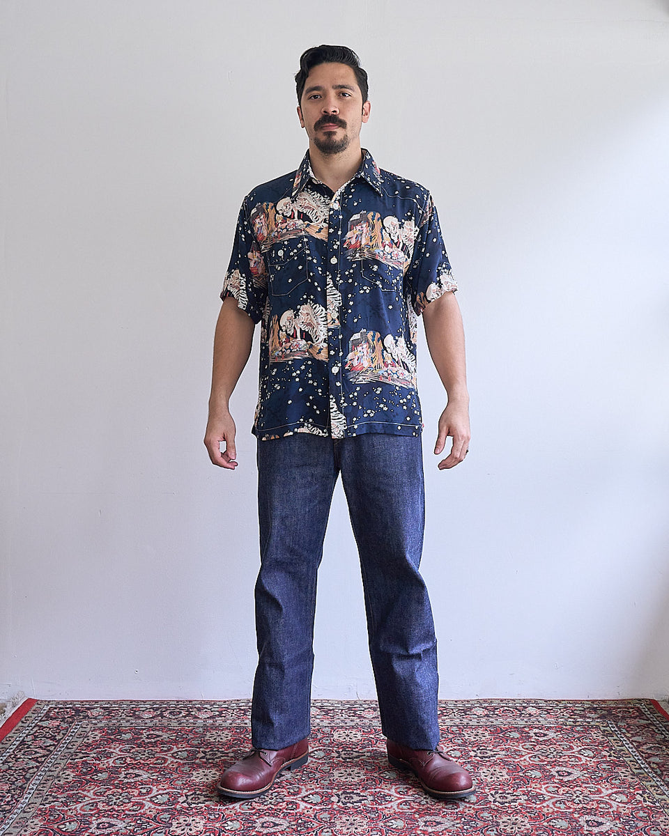 LD Summer Polo Midnight Blue with Skeleton Motif – Leon Denim Philippines
